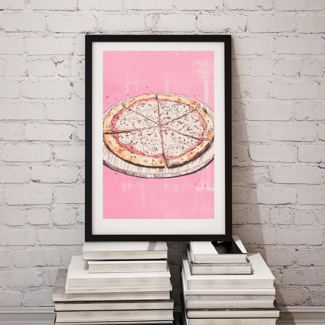 Pizza Art Poster, Pizza Illustration Wall Art, Kitchen Decor, Food ...