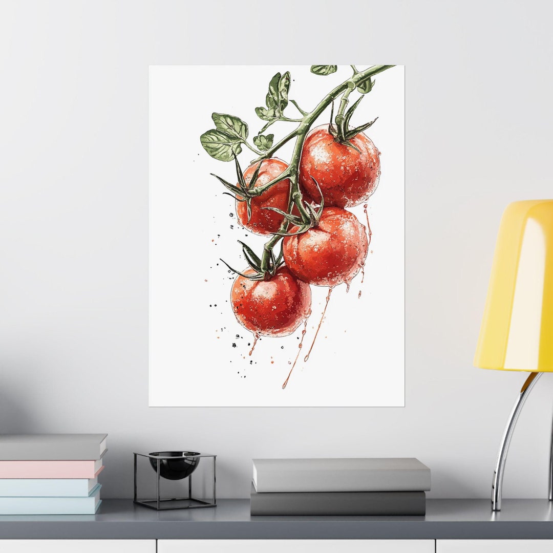 Botanical Tomato Plant Kitchen Wall Art Print, Garden Inspired Culinary ...