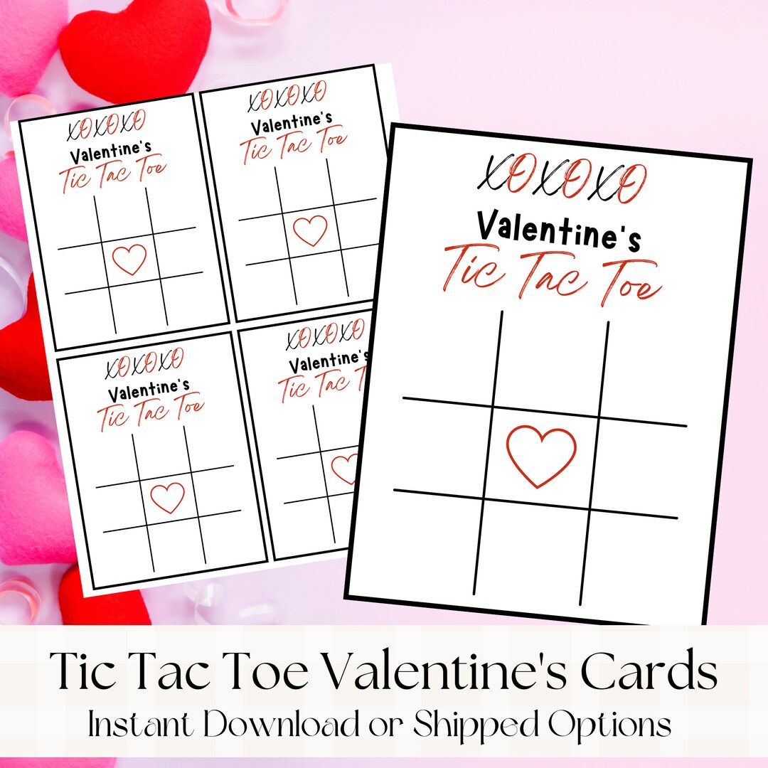 Tic Tac Toe Valentine Cards, Kids Valentine Cards, Tic Tac Toe ...