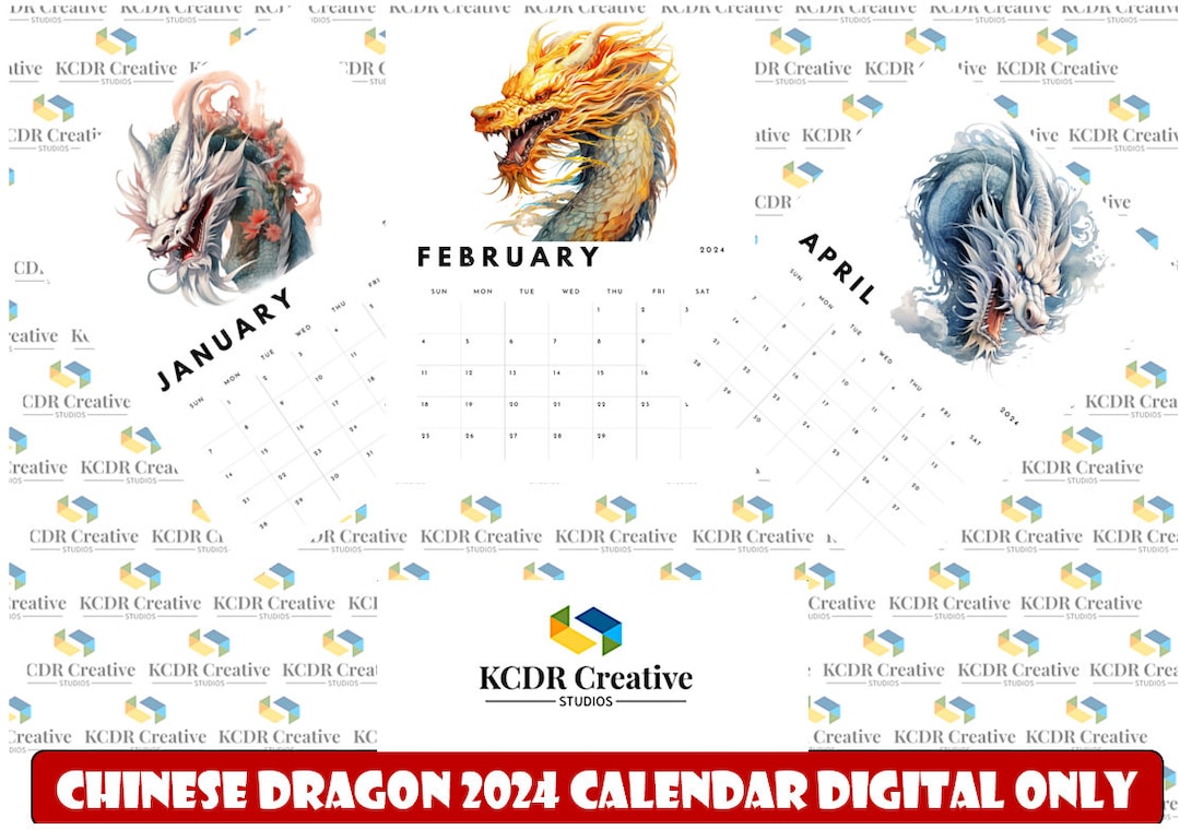 Chinese Dragons 2024 Calendar Majestic Beasts for Every Month Digital ...