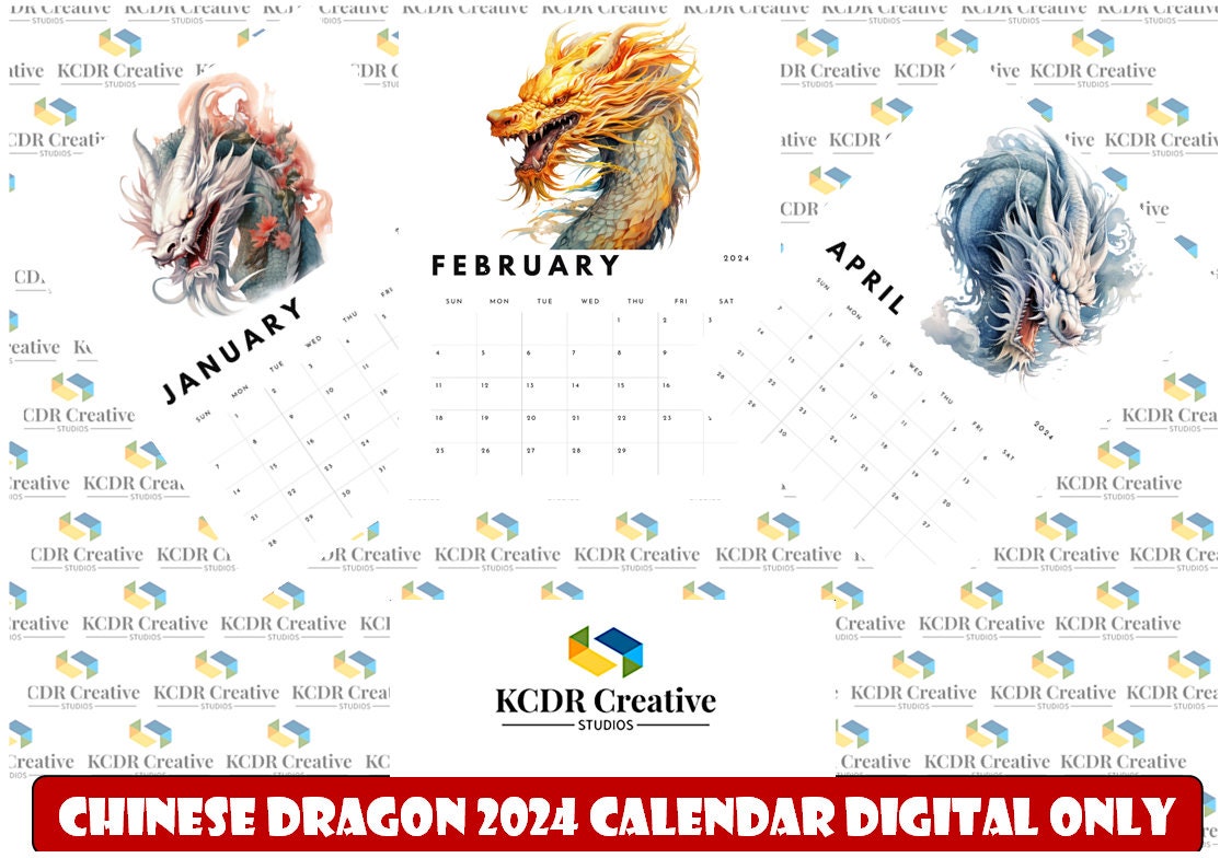 Chinese Dragons 2024 Calendar Majestic Beasts for Every Month Digital ...