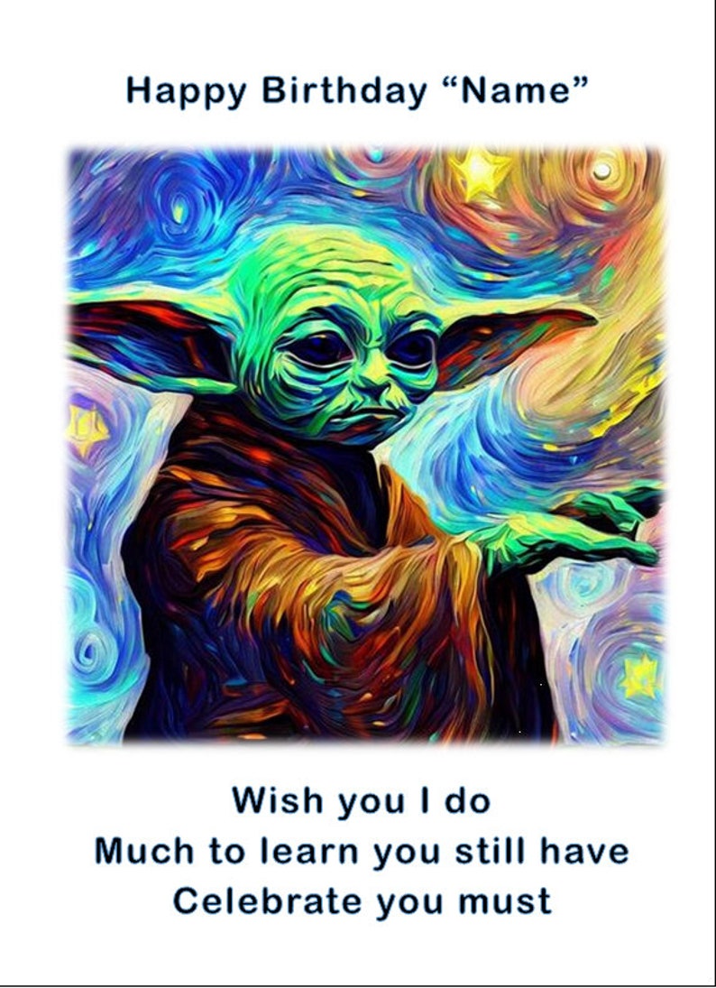 6x Personalized Yoda Wisdom Birthday Card Design Downloadable Card ...