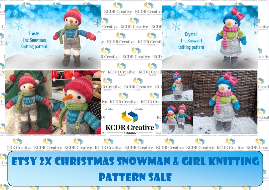 Christmas Knitting Patterns - Frosty the Snowman & Crystal the Snowgirl ...