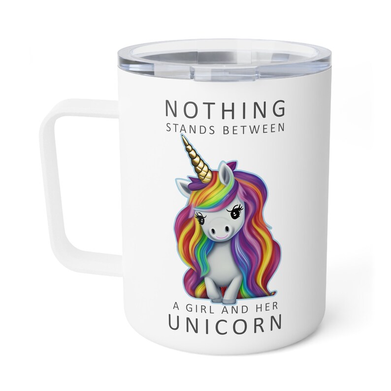Unicorn Insulated Mug Message Nothing Stands Between a Girl - Etsy