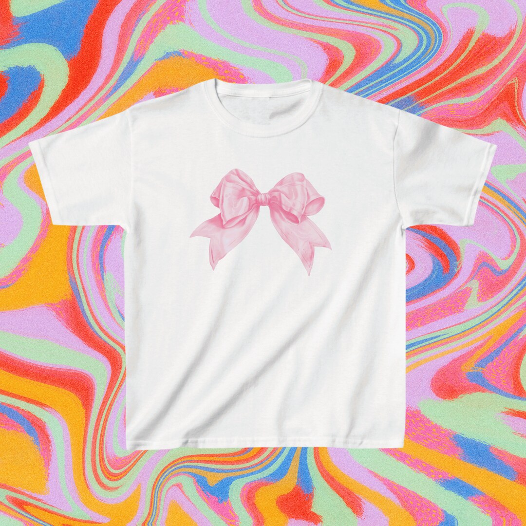 Y2K Bow Baby Tee Y2K Crop Tee Soft Girl Era Icon Aesthetic Princess ...