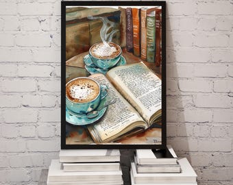 Pastel Book Stack Print, Stack of Books Print, Bookworm Printable Art ...