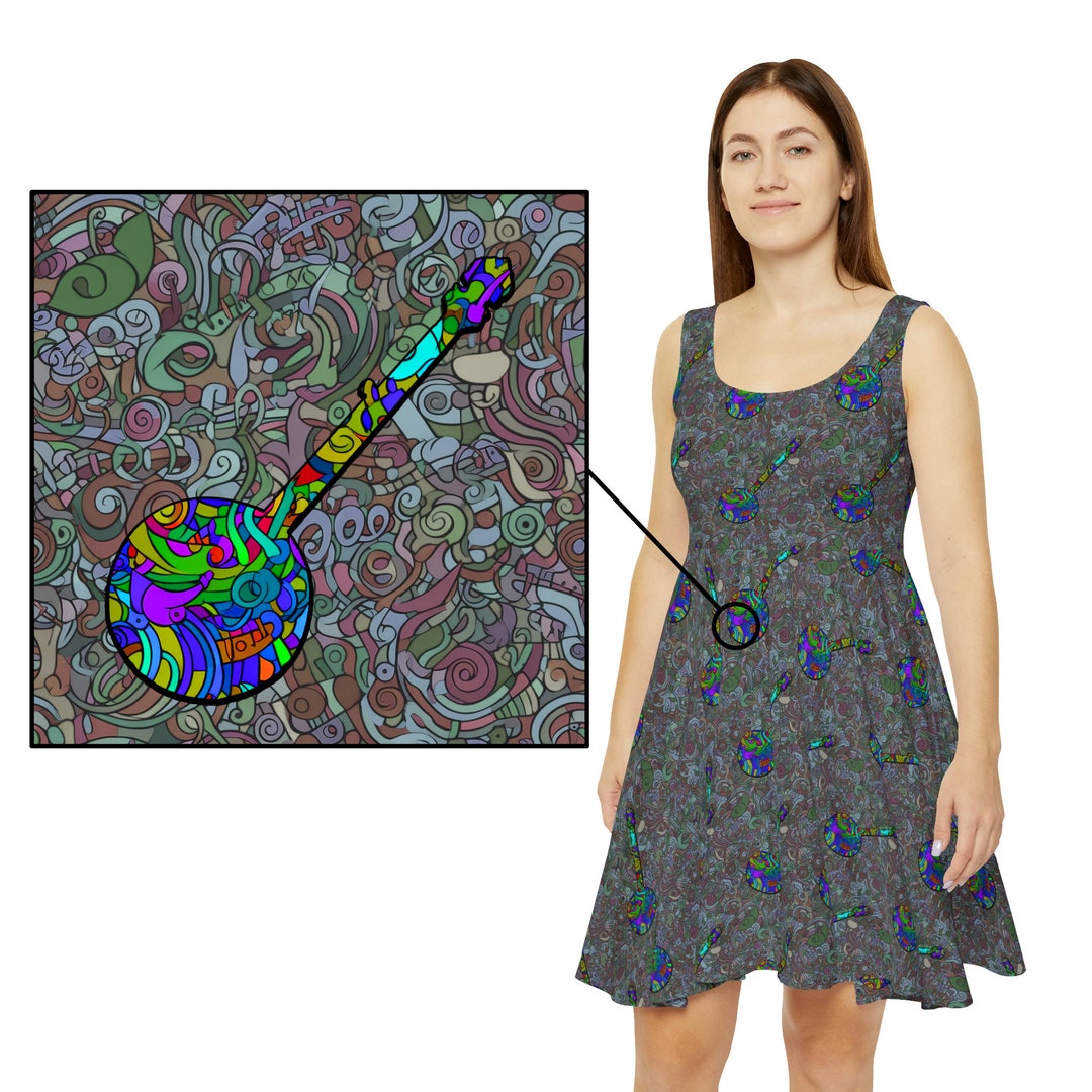 Colorful Patterned Banjo Dress - Banjo Player Gift, Bluegrass Banjo ...