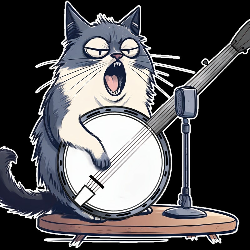 Banjo Cat - Etsy