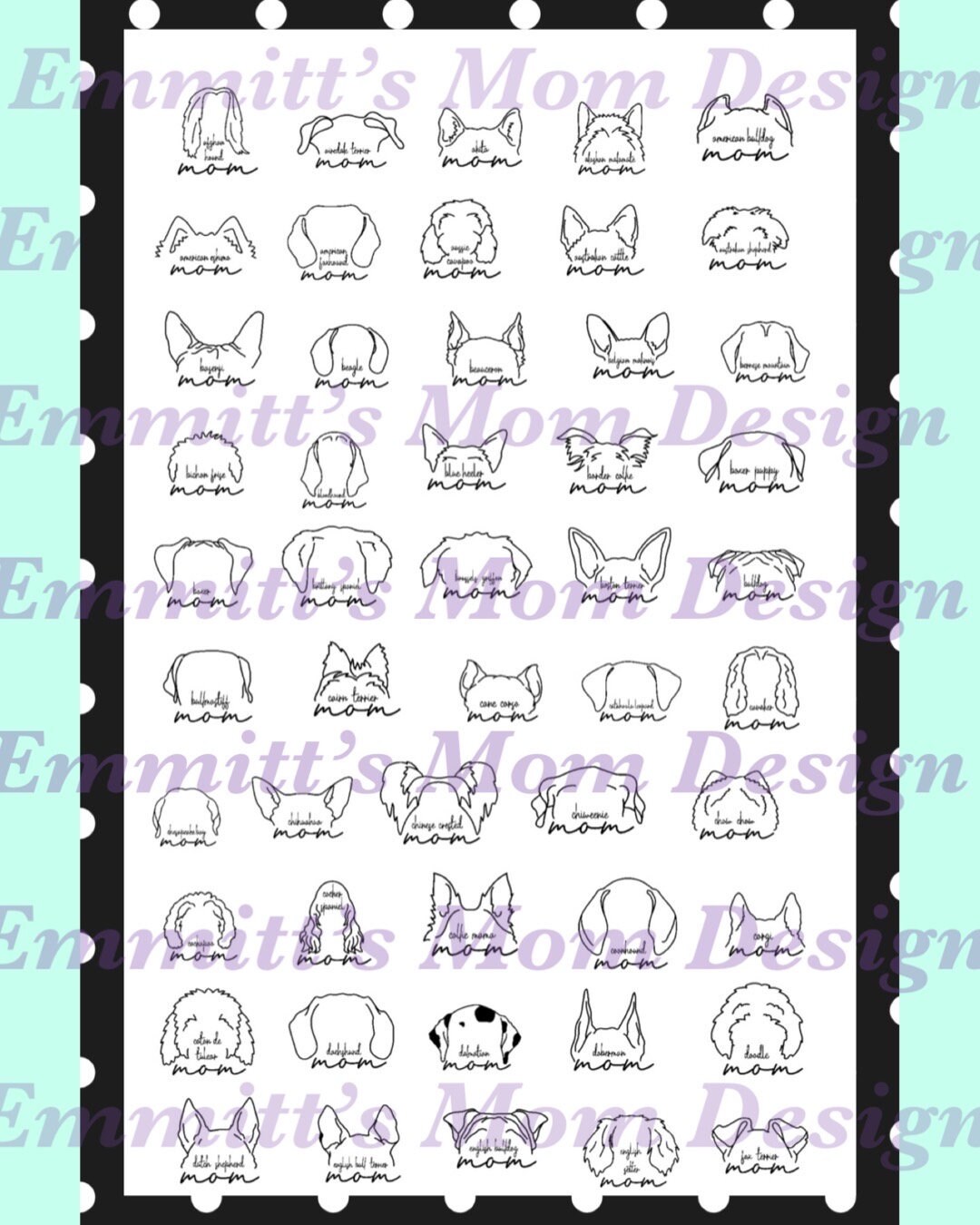 Breed Specific Dogmom Dog Ear Decal for Car/laptop 200 Breeds Available ...