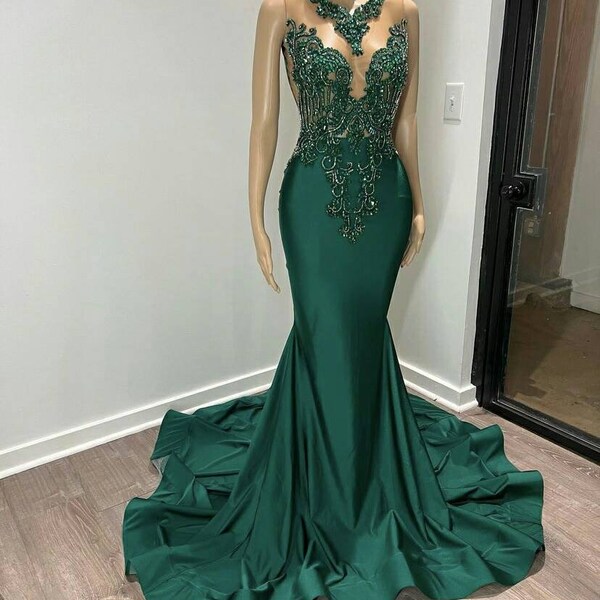 Green Prom Dress - Etsy