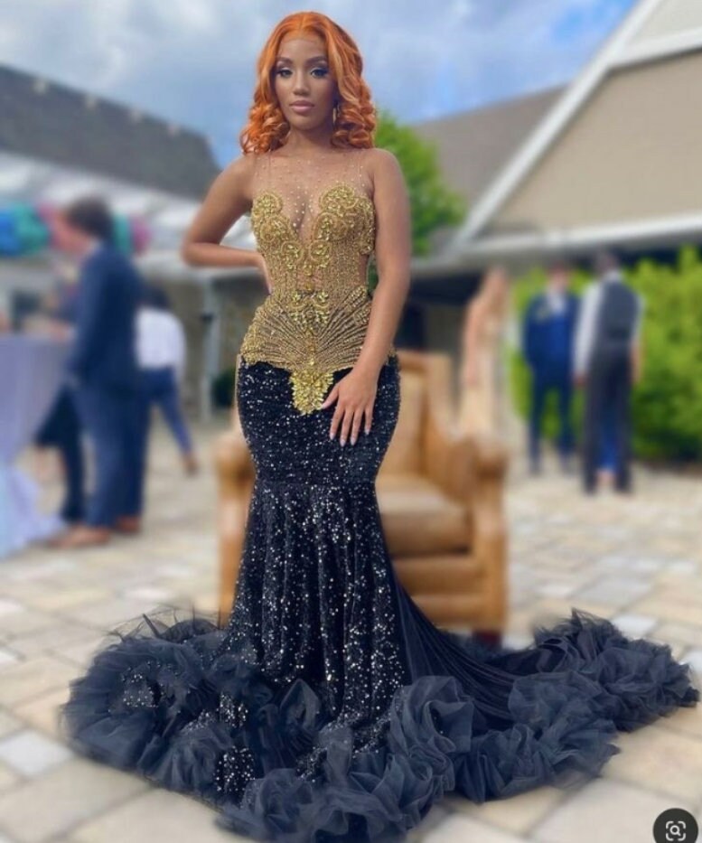 Black Prom Dressblack Custom Dress Shimmering Back - Etsy