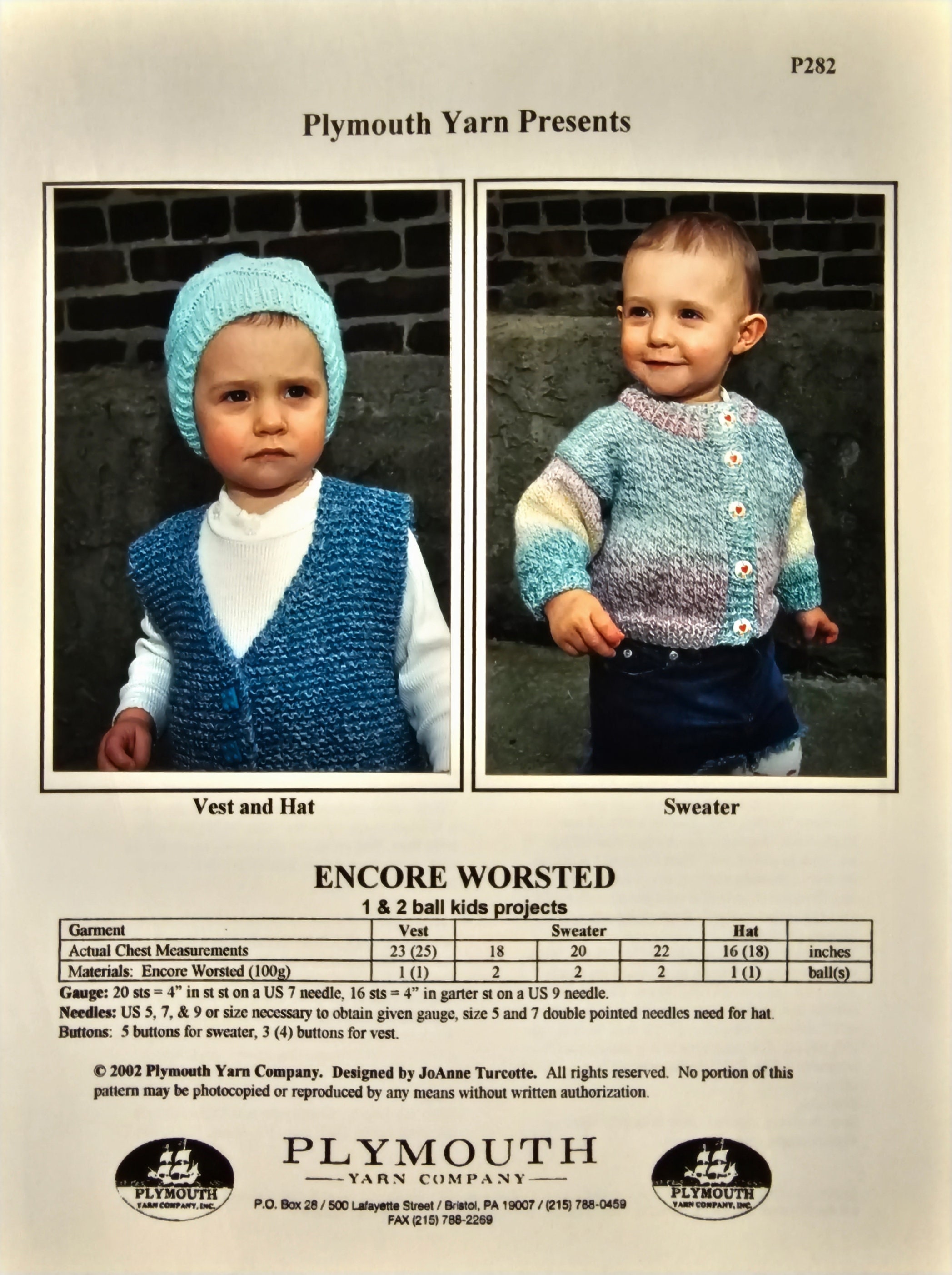 Plymouth Yarns Encore Worsted Kids Patterns vest, Hat, Sweater - Etsy