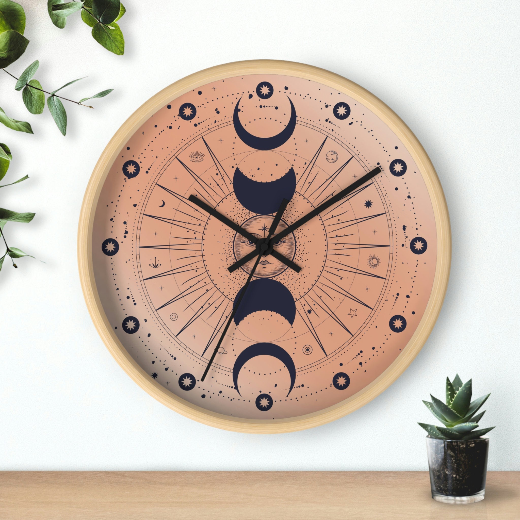Moon Clock, Moon Wall Clock, Moon Phases Clock, Moon Phases Wall Clock ...
