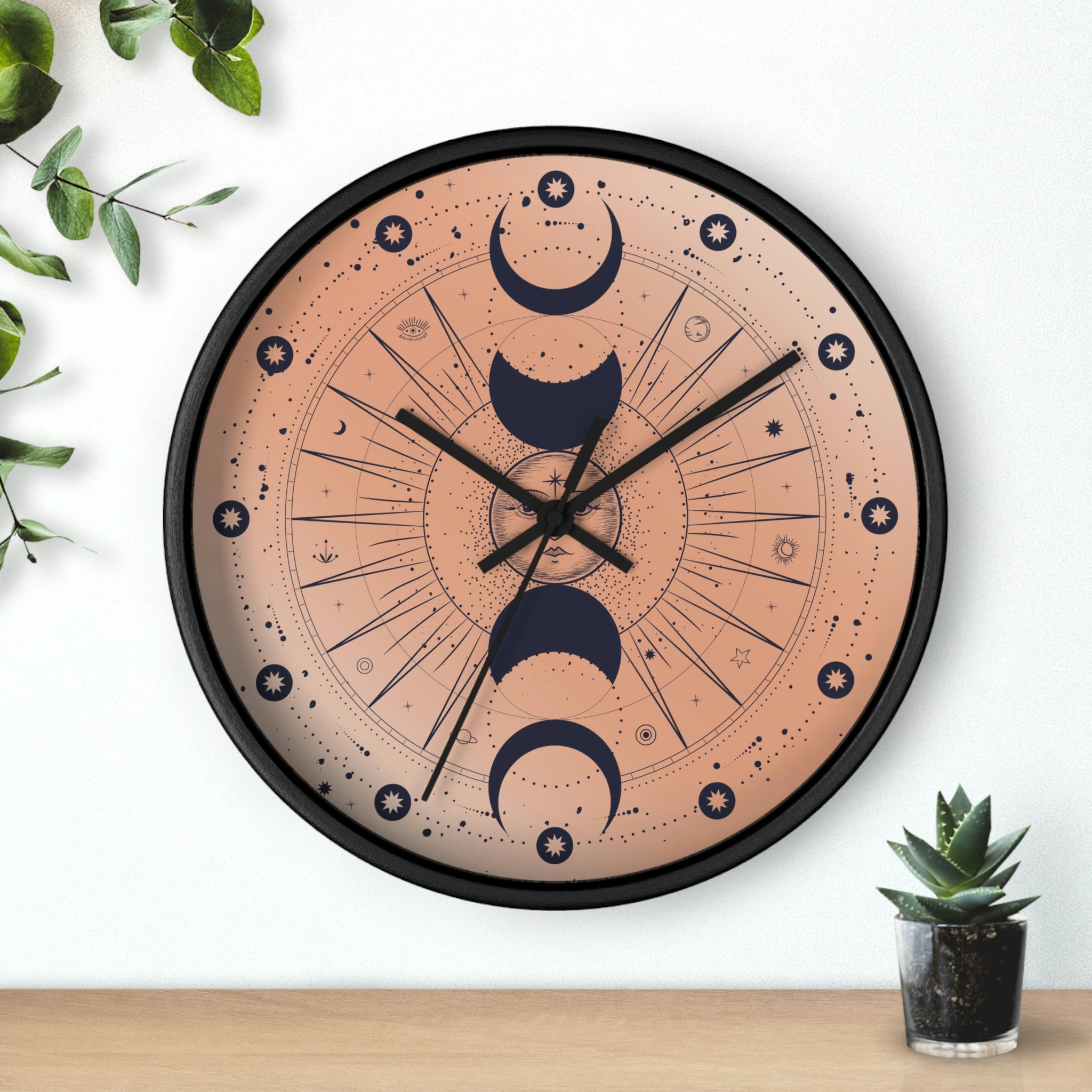 Moon Clock, Moon Wall Clock, Moon Phases Clock, Moon Phases Wall Clock ...