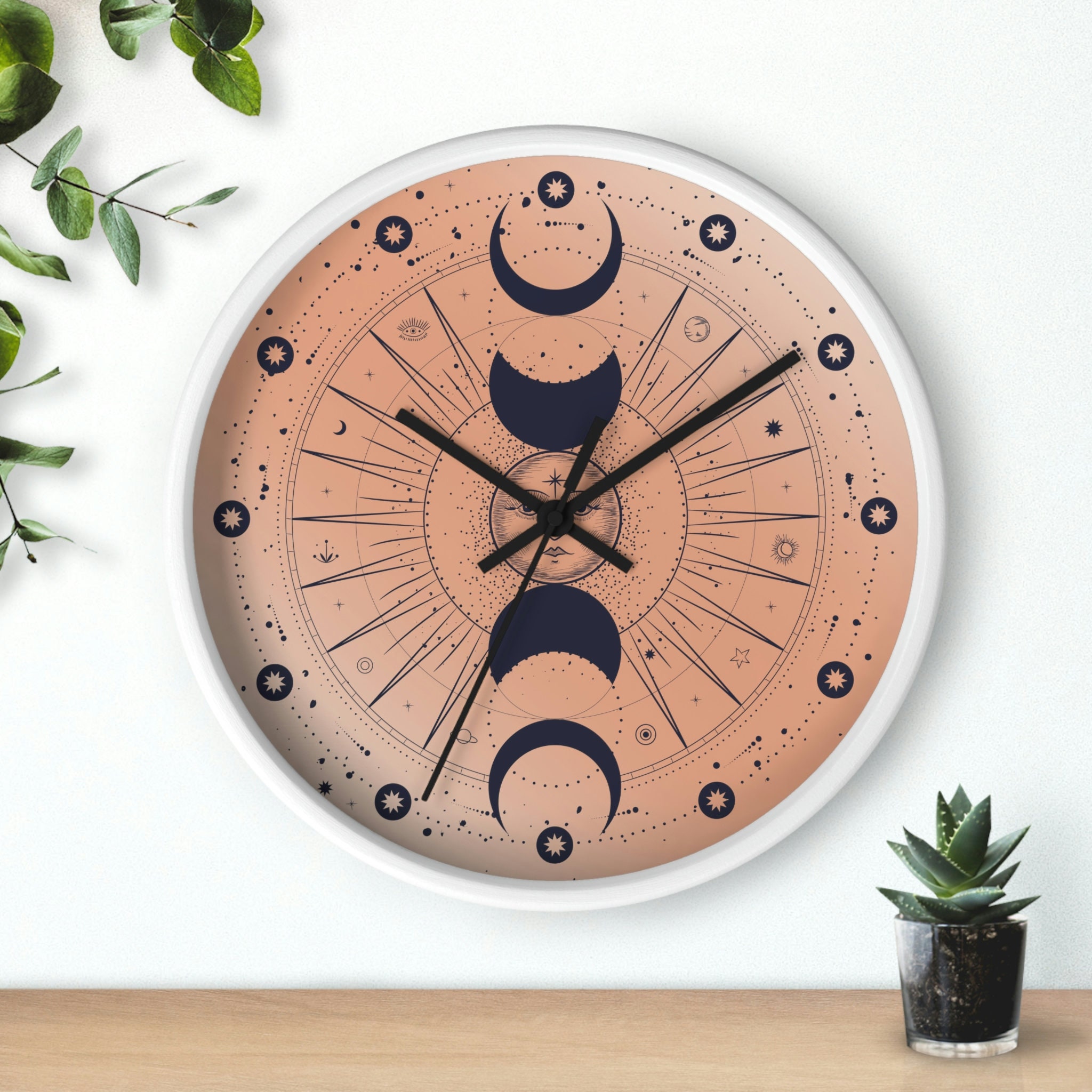 Moon Clock, Moon Wall Clock, Moon Phases Clock, Moon Phases Wall Clock ...
