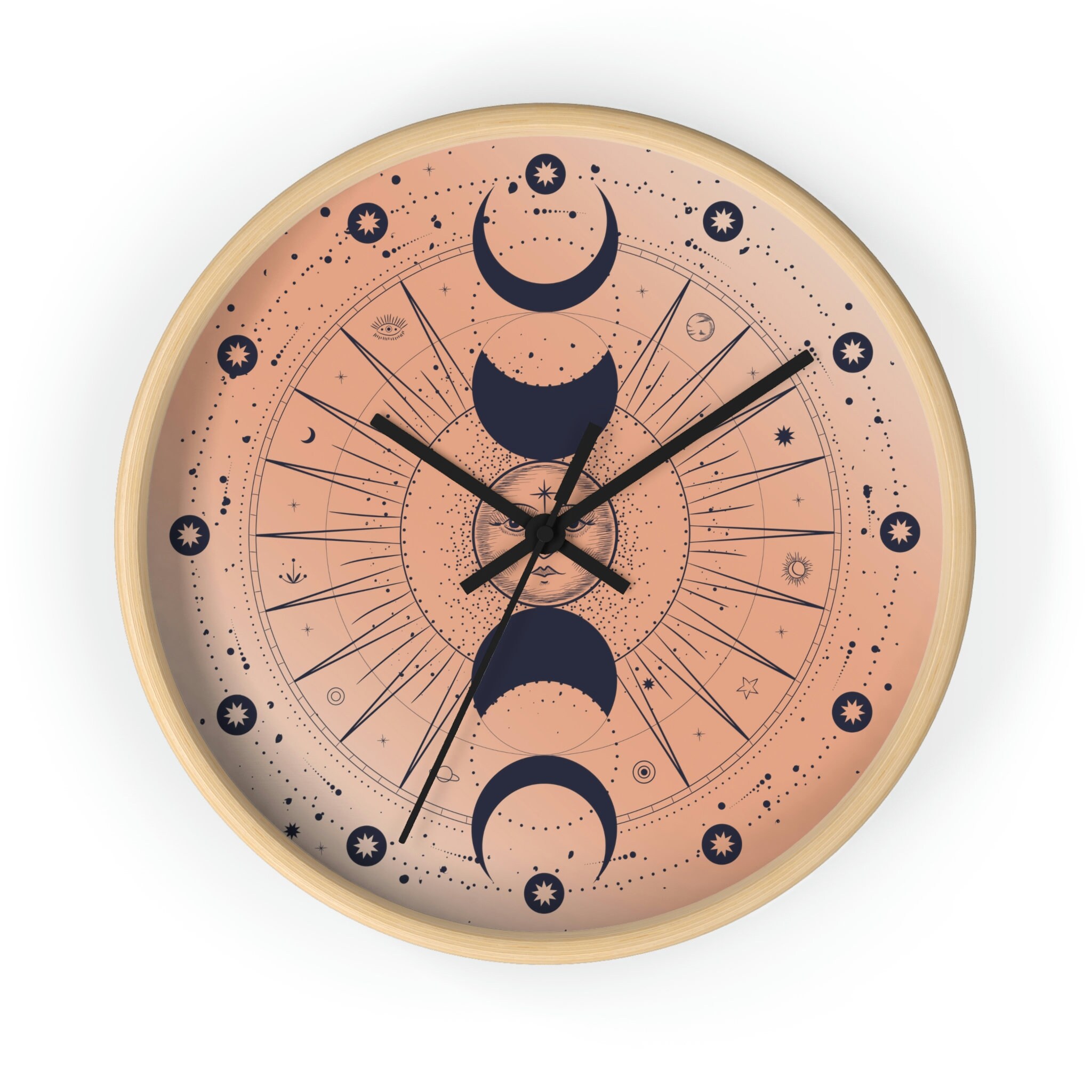 Moon Clock, Moon Wall Clock, Moon Phases Clock, Moon Phases Wall Clock ...