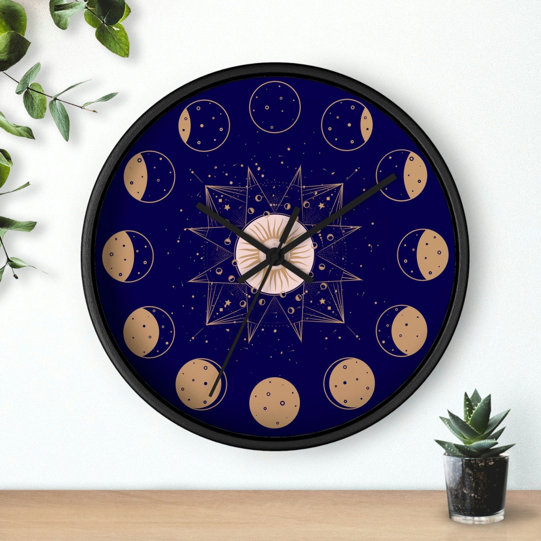 Moon Wall Clock, Moon Clock, Moon Phases, Wall Clock - Etsy