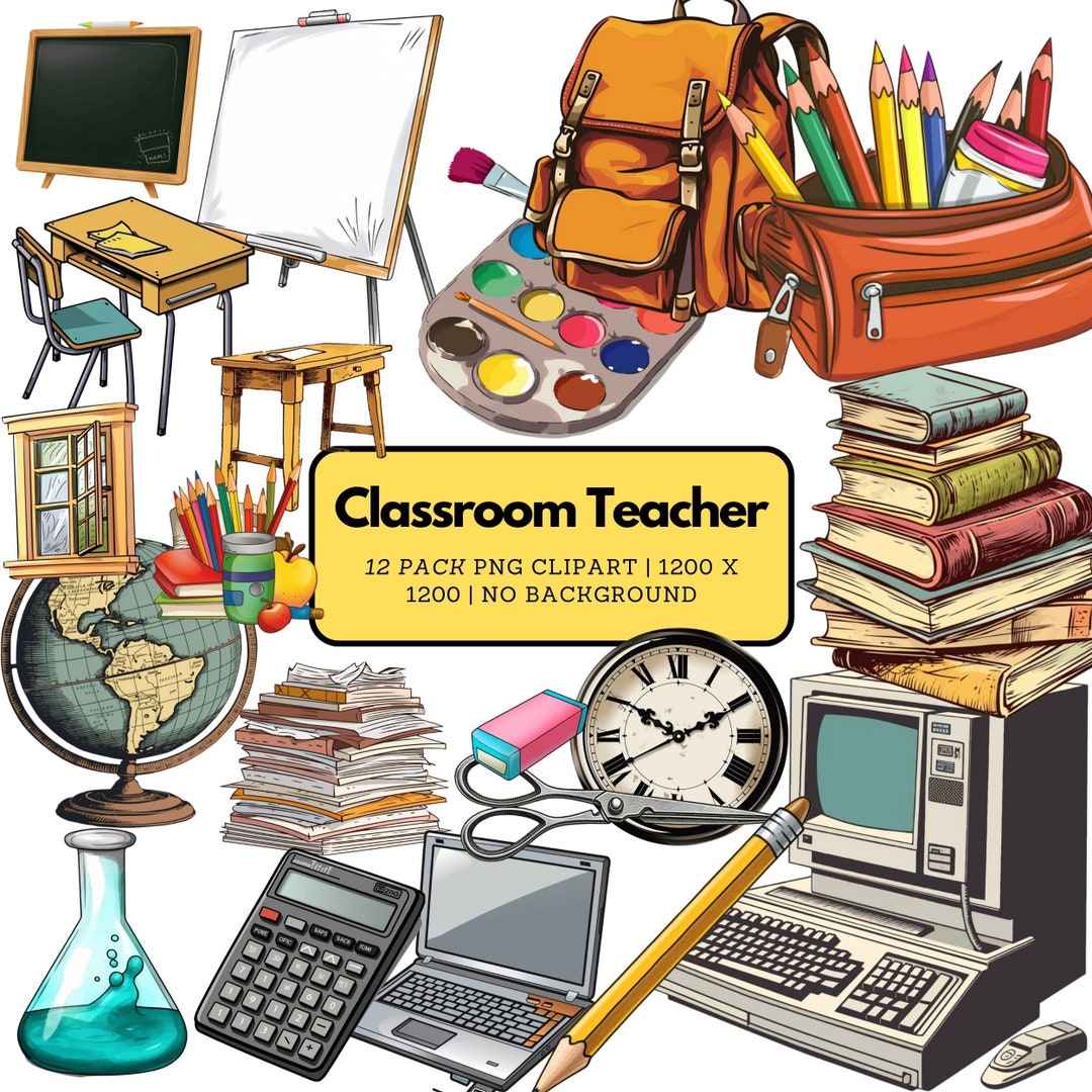 Teacher Classroom Clipart Pack | Classroom Supplies, School Supplies ...