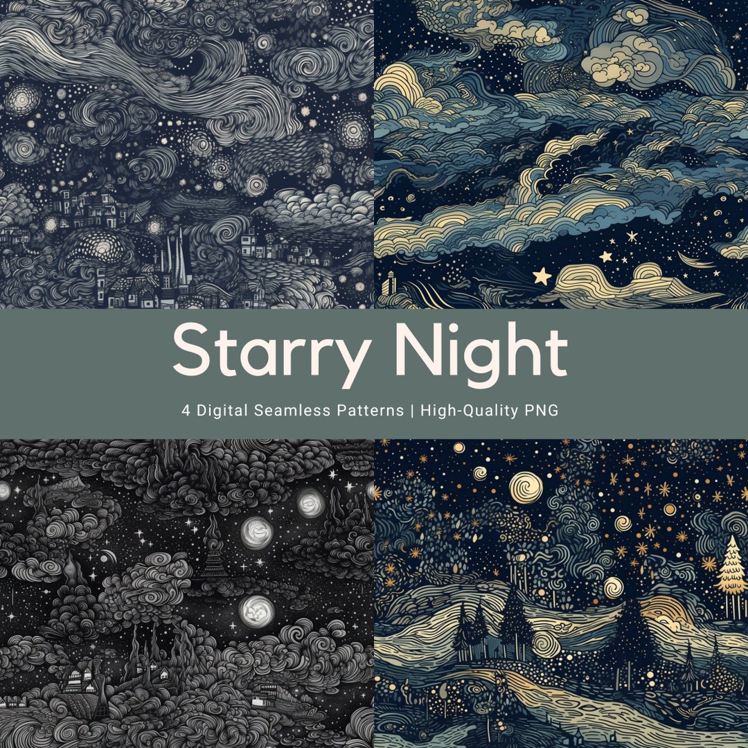 Starry Night Digital Pattern, Night Sky Unique Pattern, Beautiful Stars ...