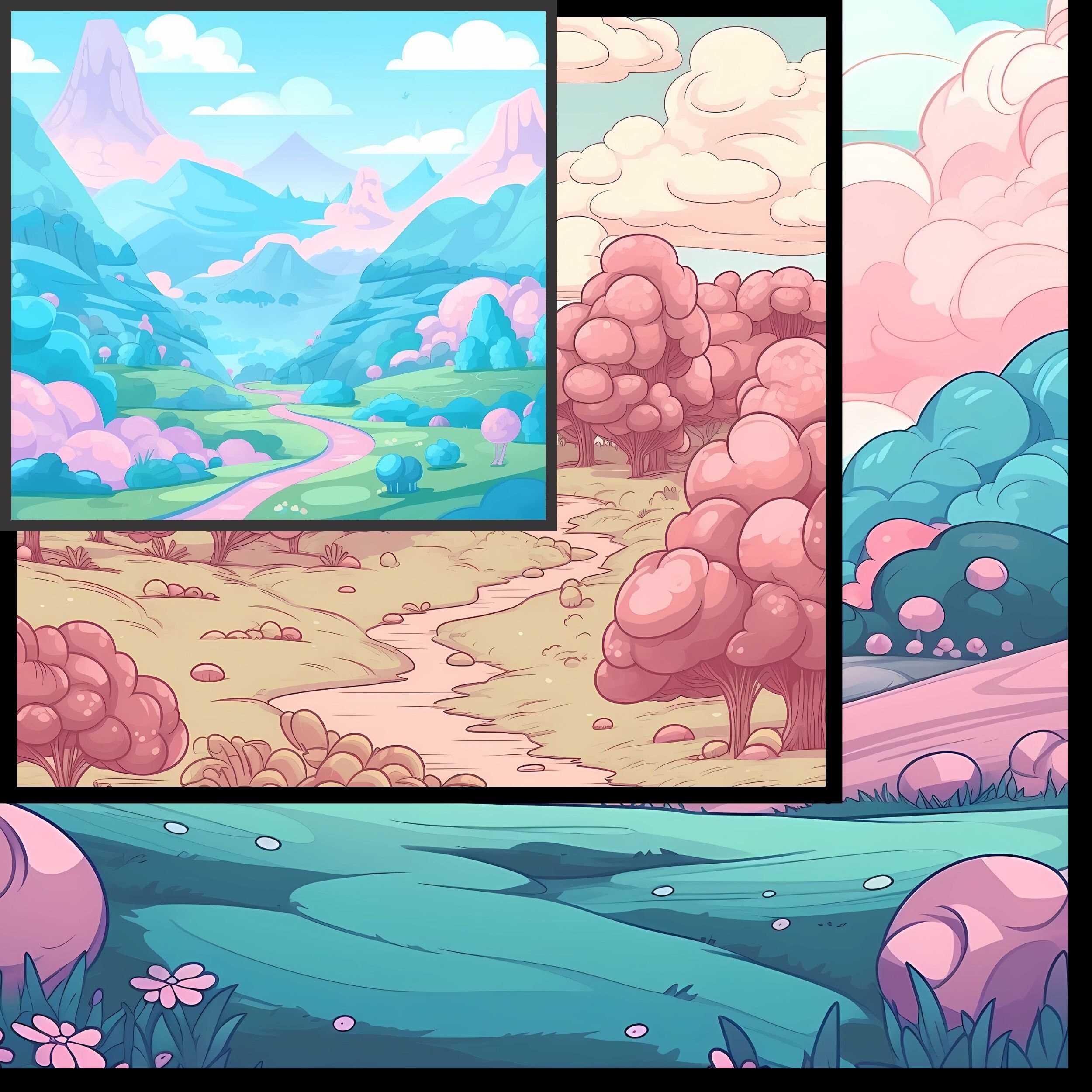 Cute Landscapes Digital Papers, Landscape Pattern Digital Prints for ...