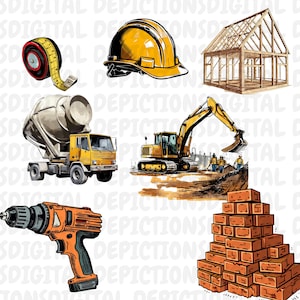Construction Clipart Pack | Construction Tools, Constructions Vehicles ...