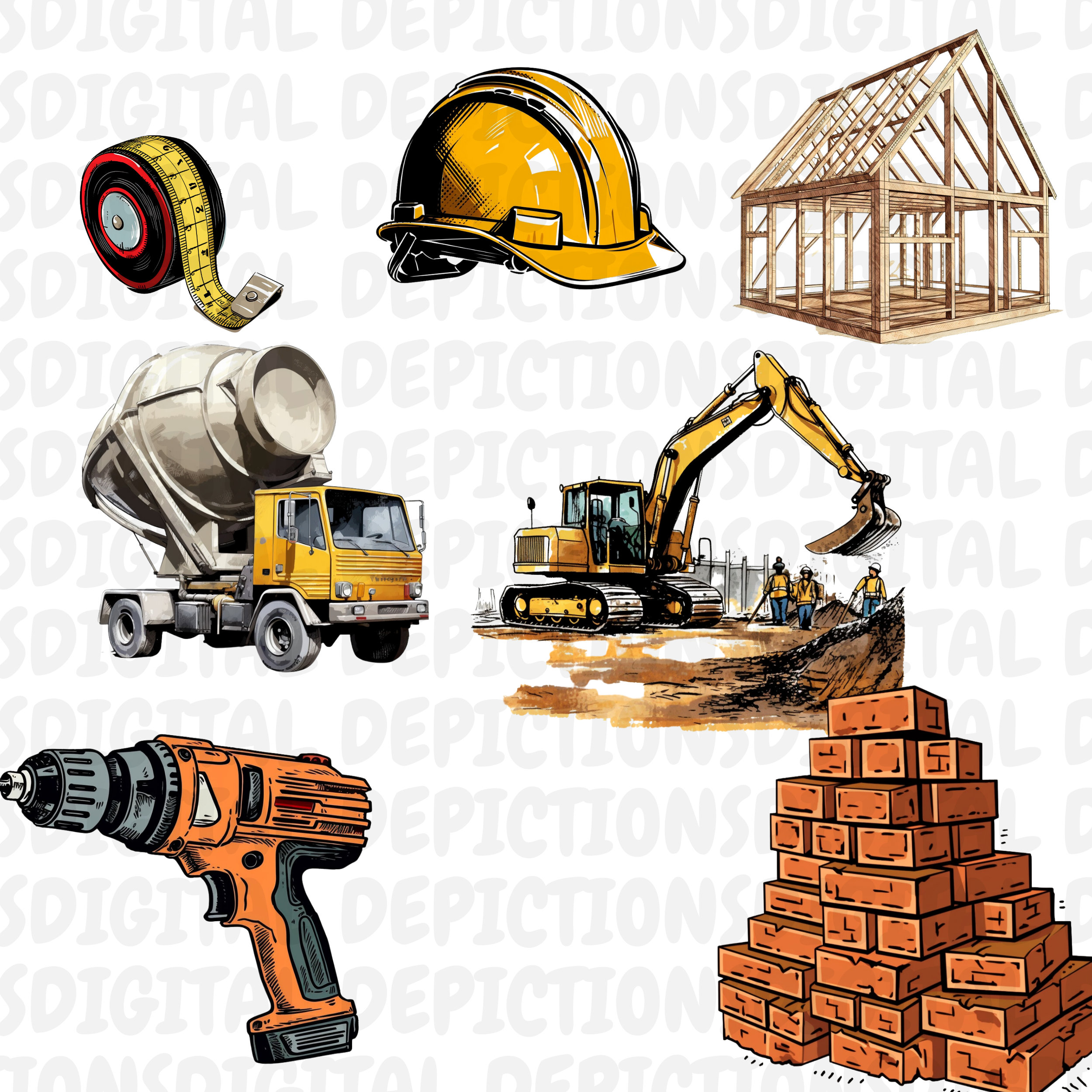 Construction Clipart Pack | Construction Tools, Constructions Vehicles ...
