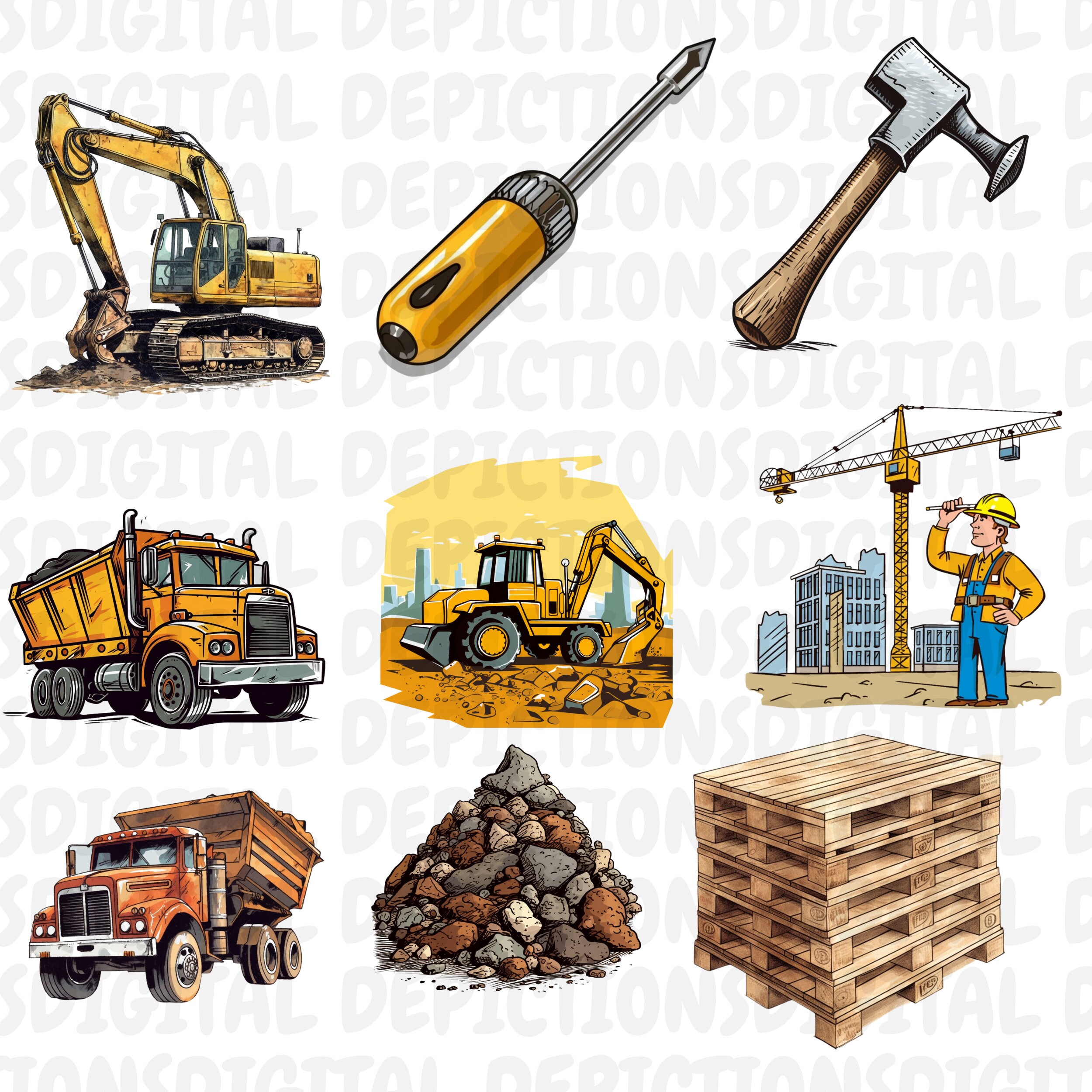 Construction Clipart Pack | Construction Tools, Constructions Vehicles ...