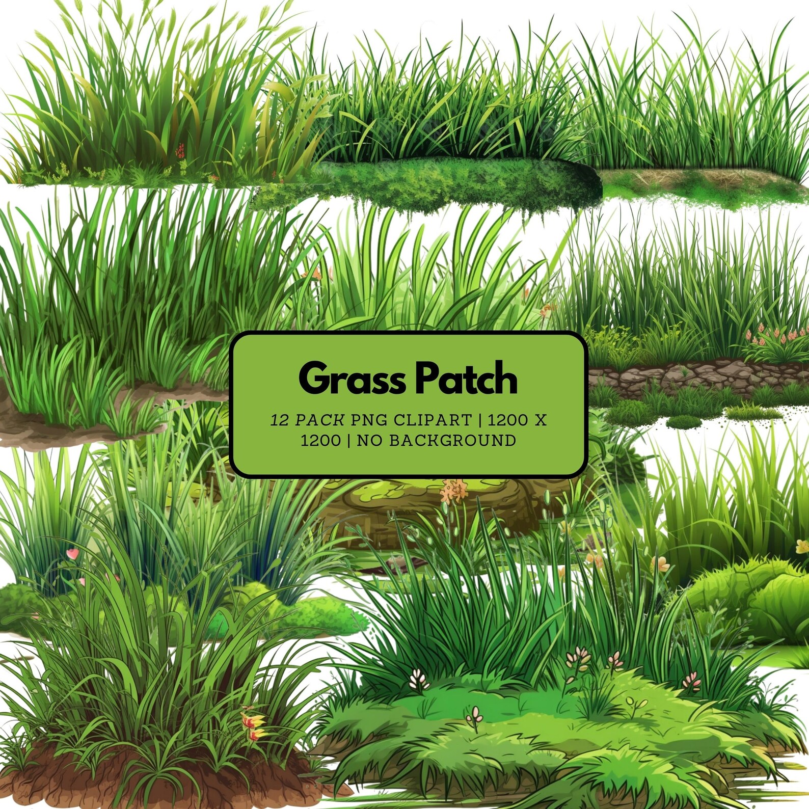 Patch of Grass Clipart Pack | Grass Patch, Grass Clipart, Grass and ...