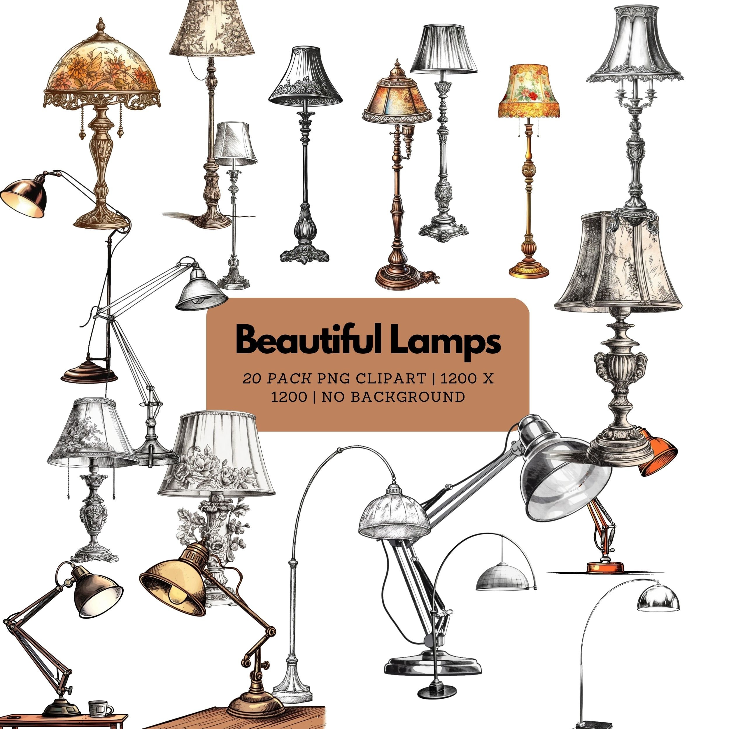Beautiful Lamps Clip Art Pack | Desk Lamp Clip Art, Floor Lamp Clip Art ...