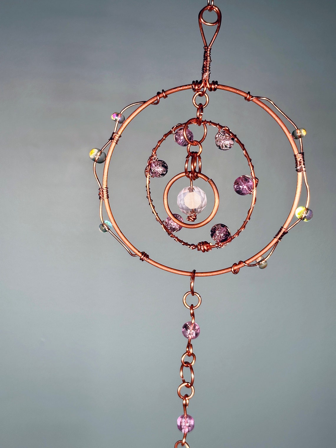 Handmade Copper and Glass Sun Catcher | Abstract Concentric Circles ...