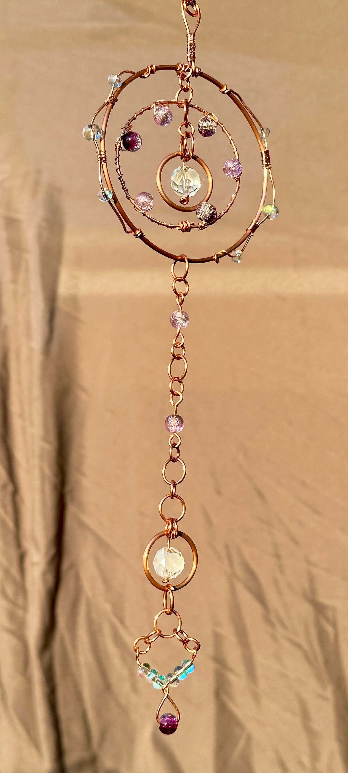 Handmade Copper and Glass Sun Catcher | Abstract Concentric Circles ...