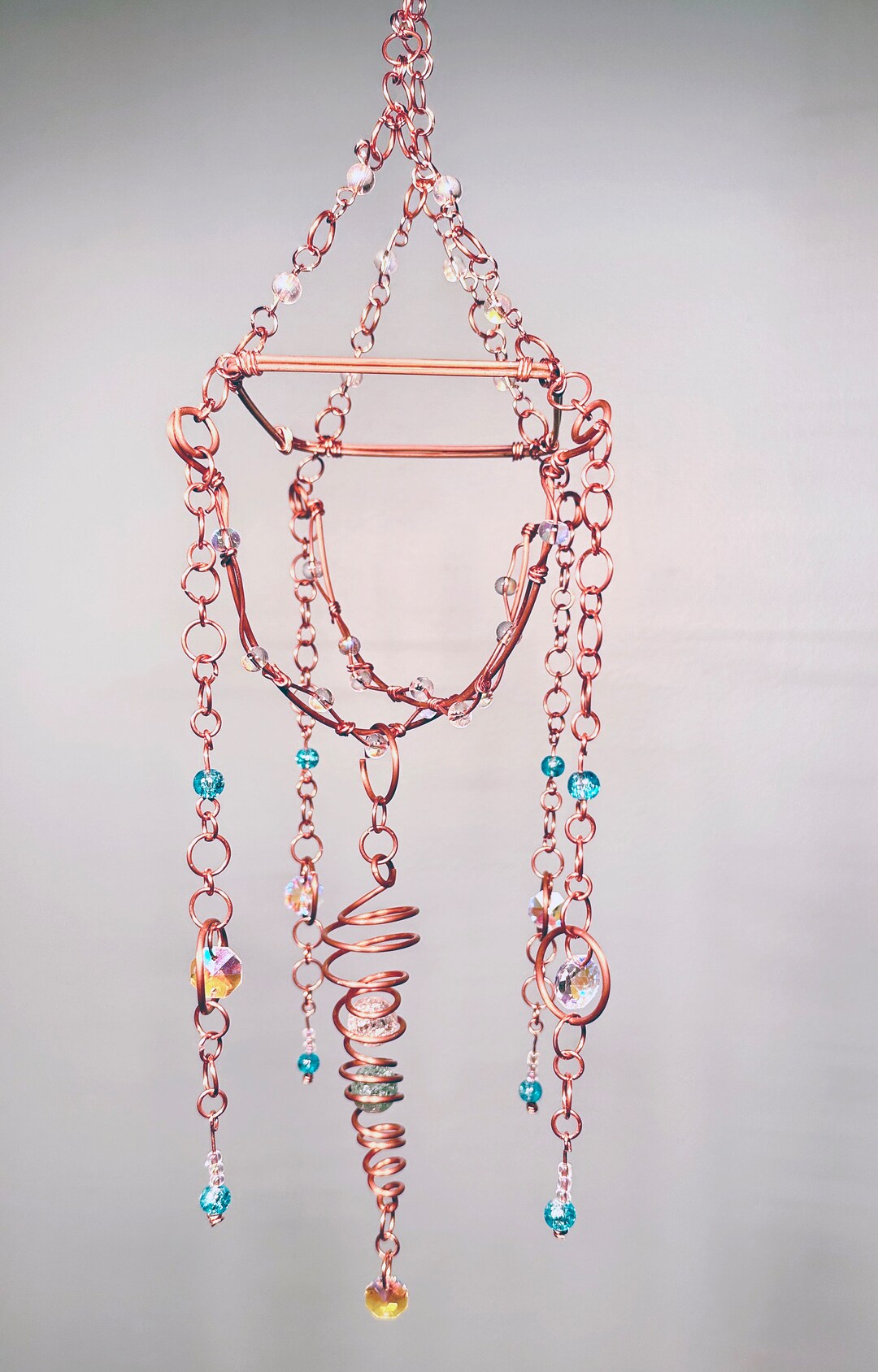 Handmade Copper and Glass Sun Catcher | Abstract 'jellyfish' - Etsy