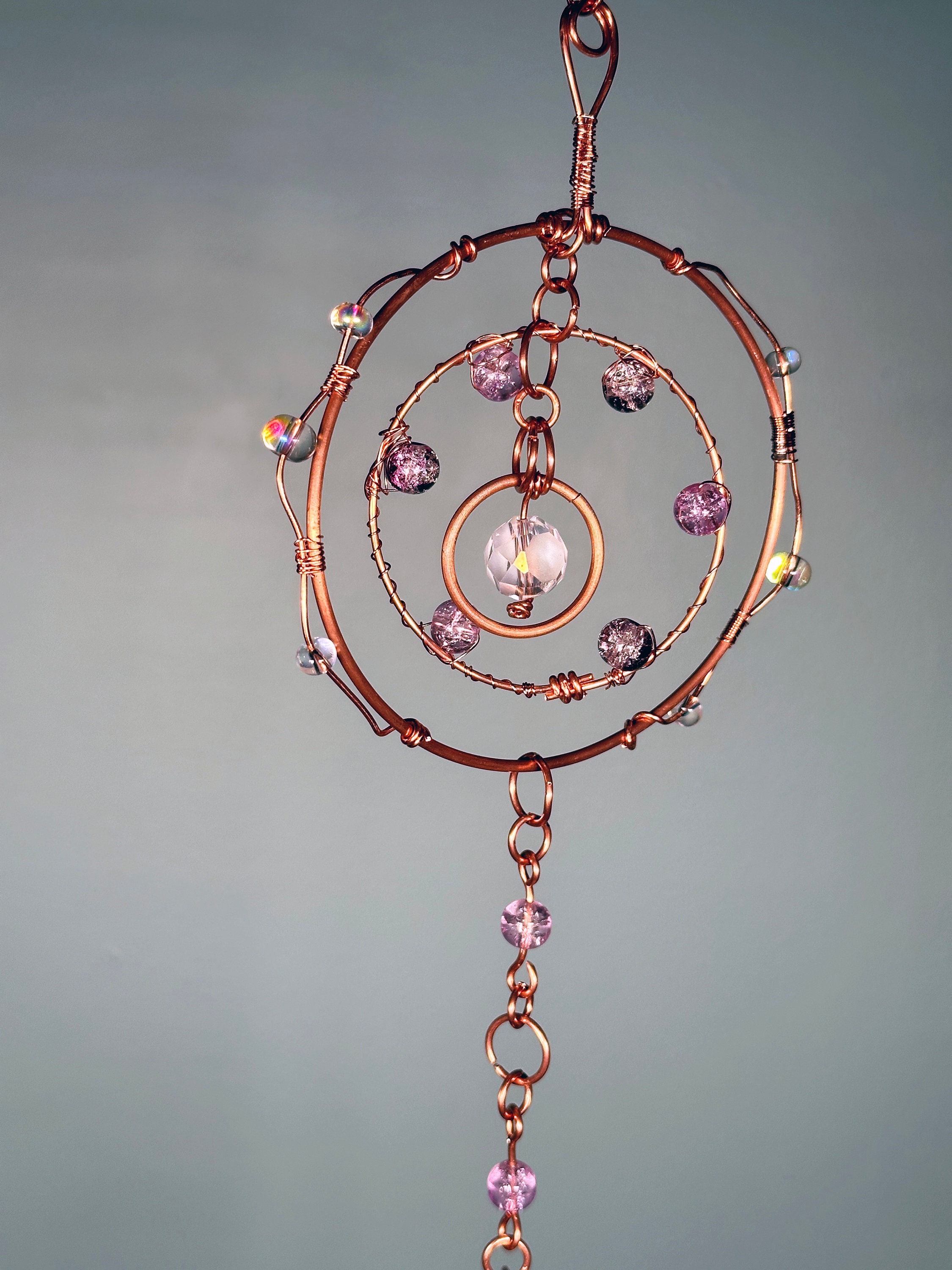 Handmade Copper and Glass Sun Catcher | Abstract Concentric Circles ...