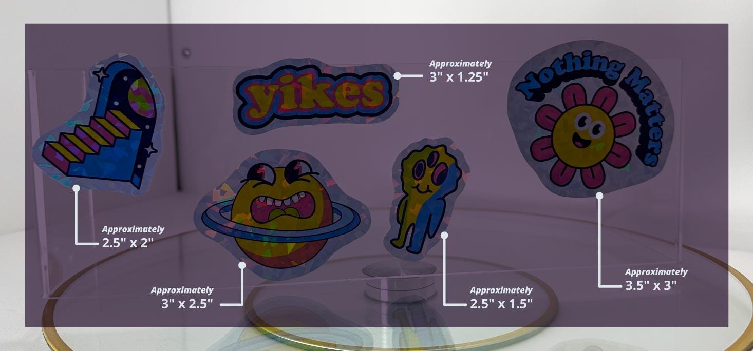 Holographic Original Sticker Set | Retro-esque Brightly-colored Designs ...