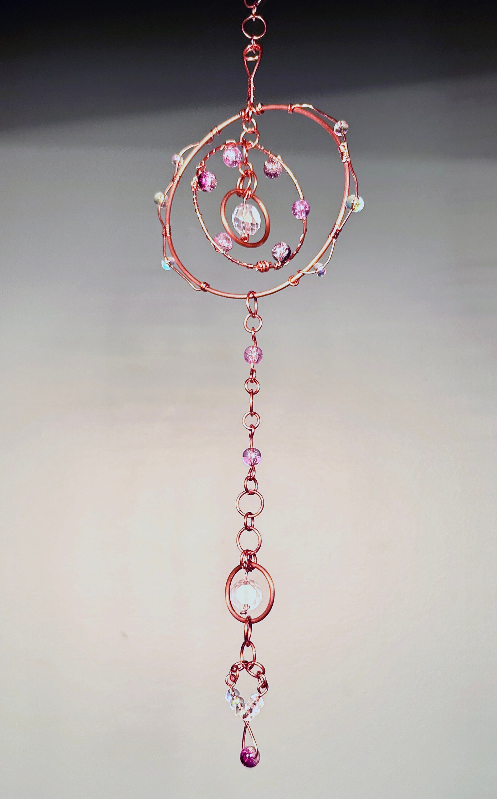 Handmade Copper and Glass Sun Catcher | Abstract Concentric Circles ...