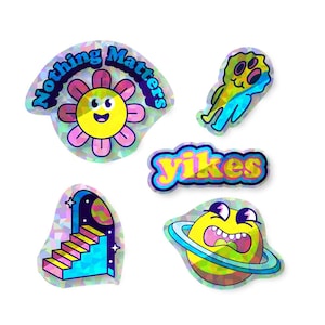 Holographic Original Sticker Set | Retro-esque Brightly-colored Designs ...
