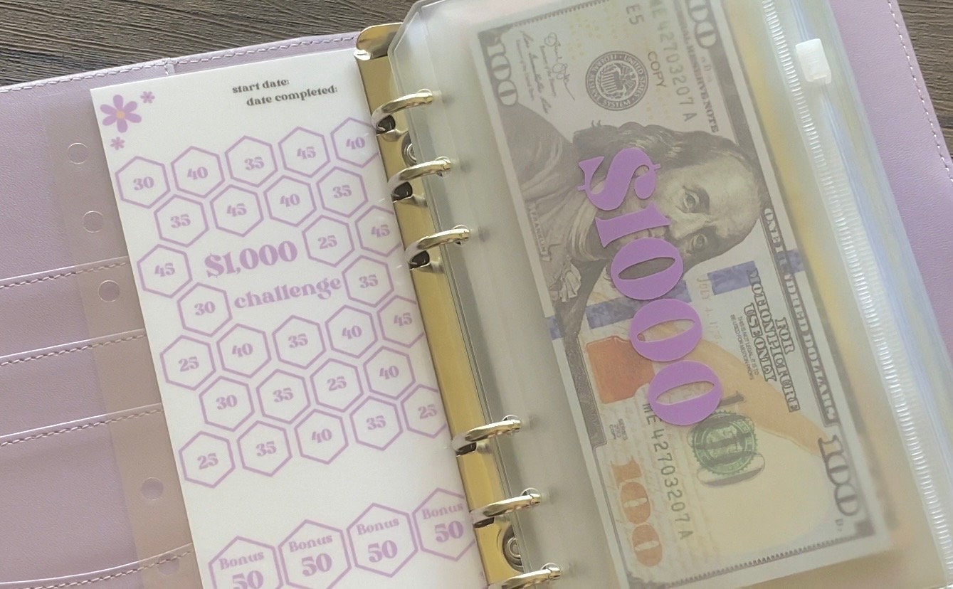 Purple Laminated Savings Challenge Bundle With Matching Zipper - Etsy