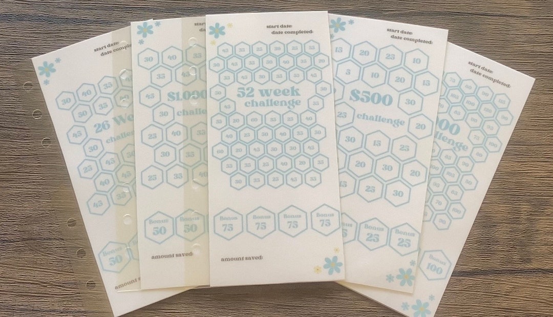 Laminated Blue Savings Challenge Bundle | Set of 5 Savings Challenges ...