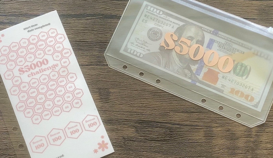 Individual Laminated Pink Savings Challenge 500 1000 5000 - Etsy