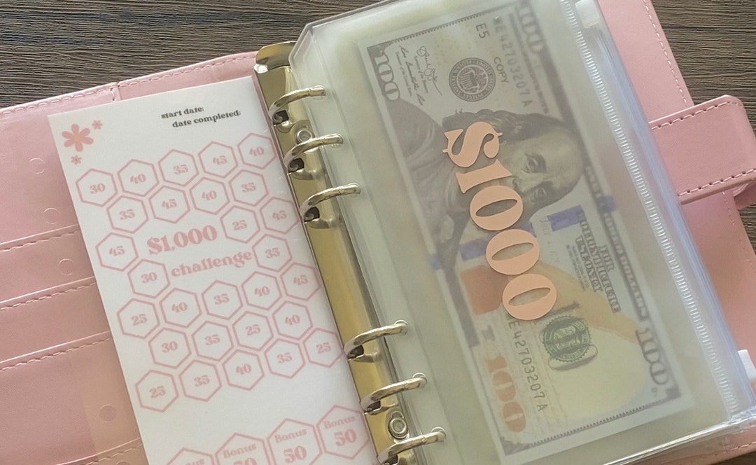Individual Laminated Pink Savings Challenge | 500, 1000, 5000, 52 Week ...