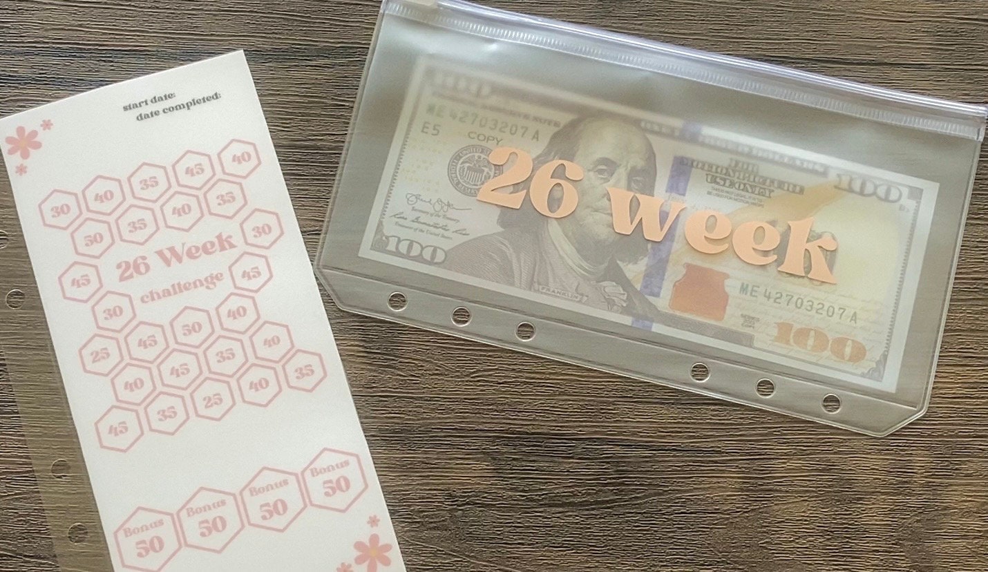 Individual Laminated Pink Savings Challenge 500, 1000, 5000, 52 Week ...