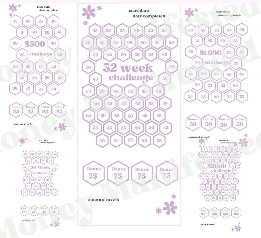 Purple Laminated Savings Challenge Bundle With Matching Zipper - Etsy