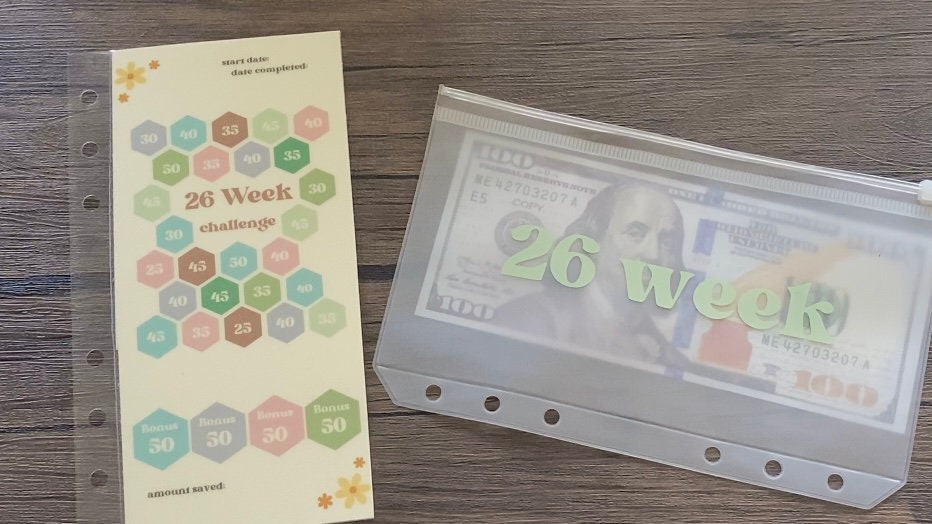 Individual Laminated Savings Challenge 500, 1000, 5000, 52 Week, 26 ...