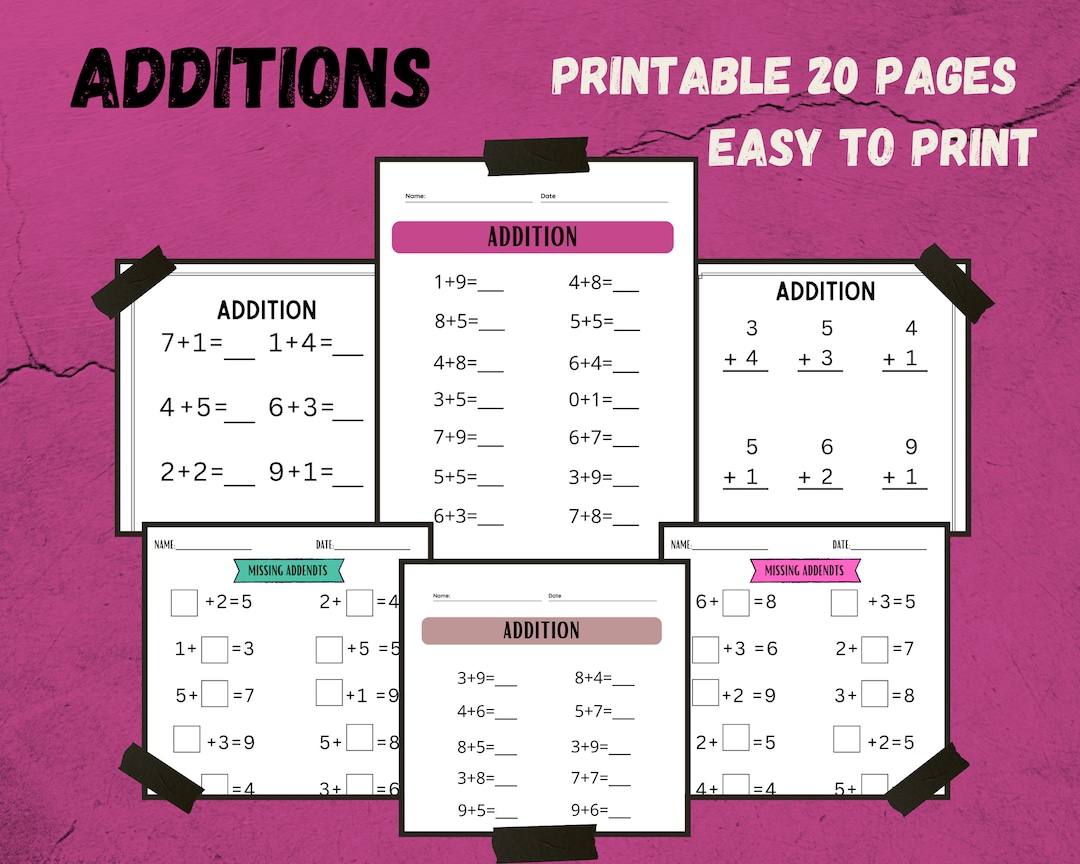 Addition Worksheet 1 to 10, 20 Pages, Math Worksheet Printable ...