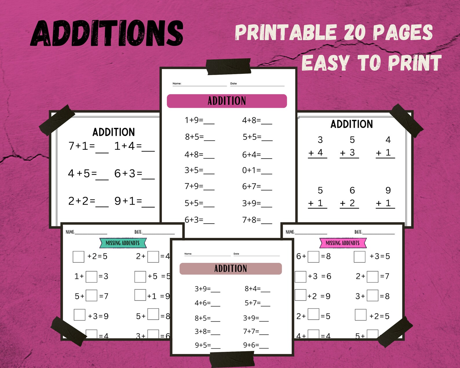 Addition Worksheet 1 to 10, 20 Pages, Math Worksheet Printable ...