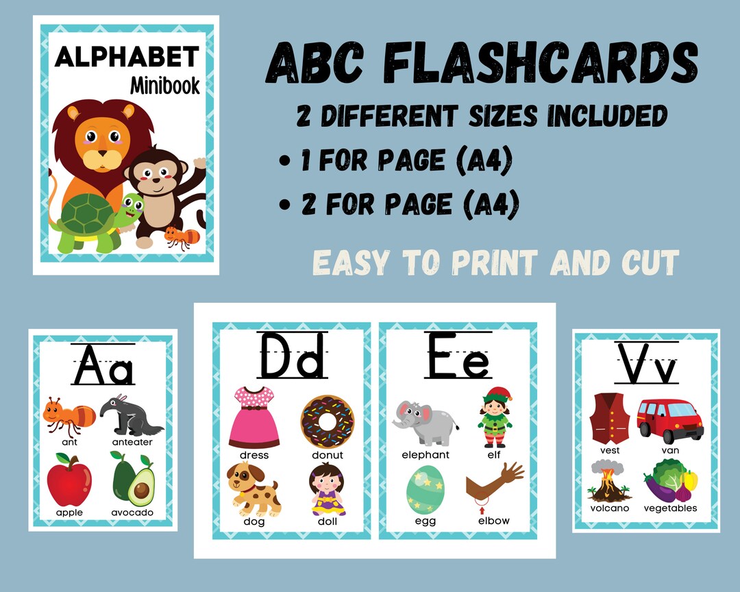 ABC Flash Cards, Educational Cards, A-Z Cards, Homeschool, Montessori ...