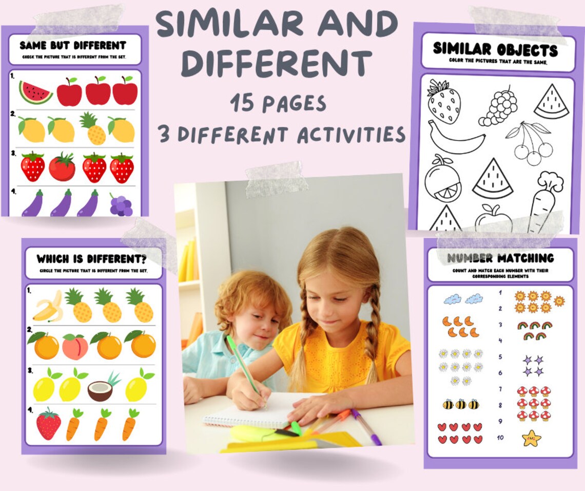 Same or Different Activity for Kids Printable SK, JK and Gr 1 Printable ...