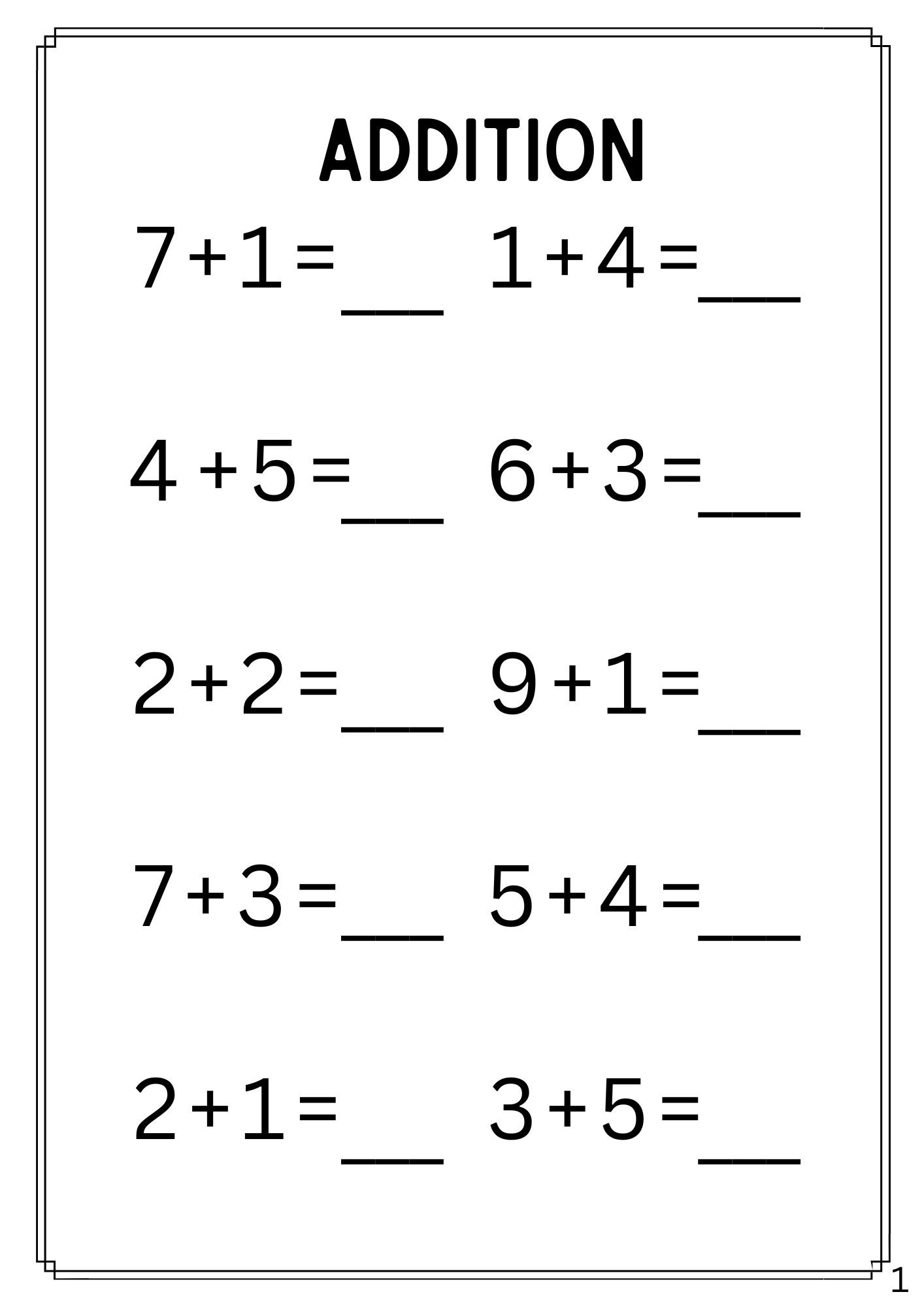 Addition Worksheet 1 to 10, 20 Pages, Math Worksheet Printable ...