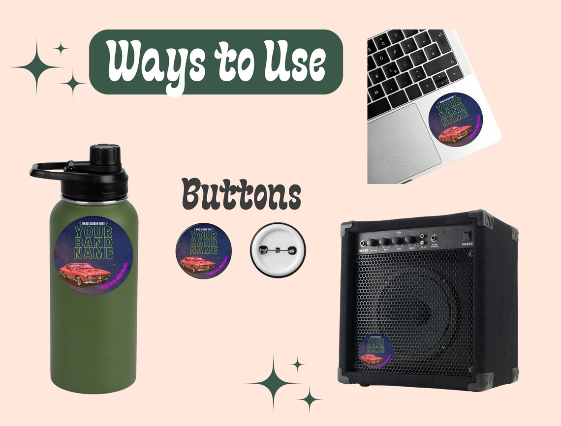 Retro Muscle Car Editable Sticker Template, Instant Download Printable ...