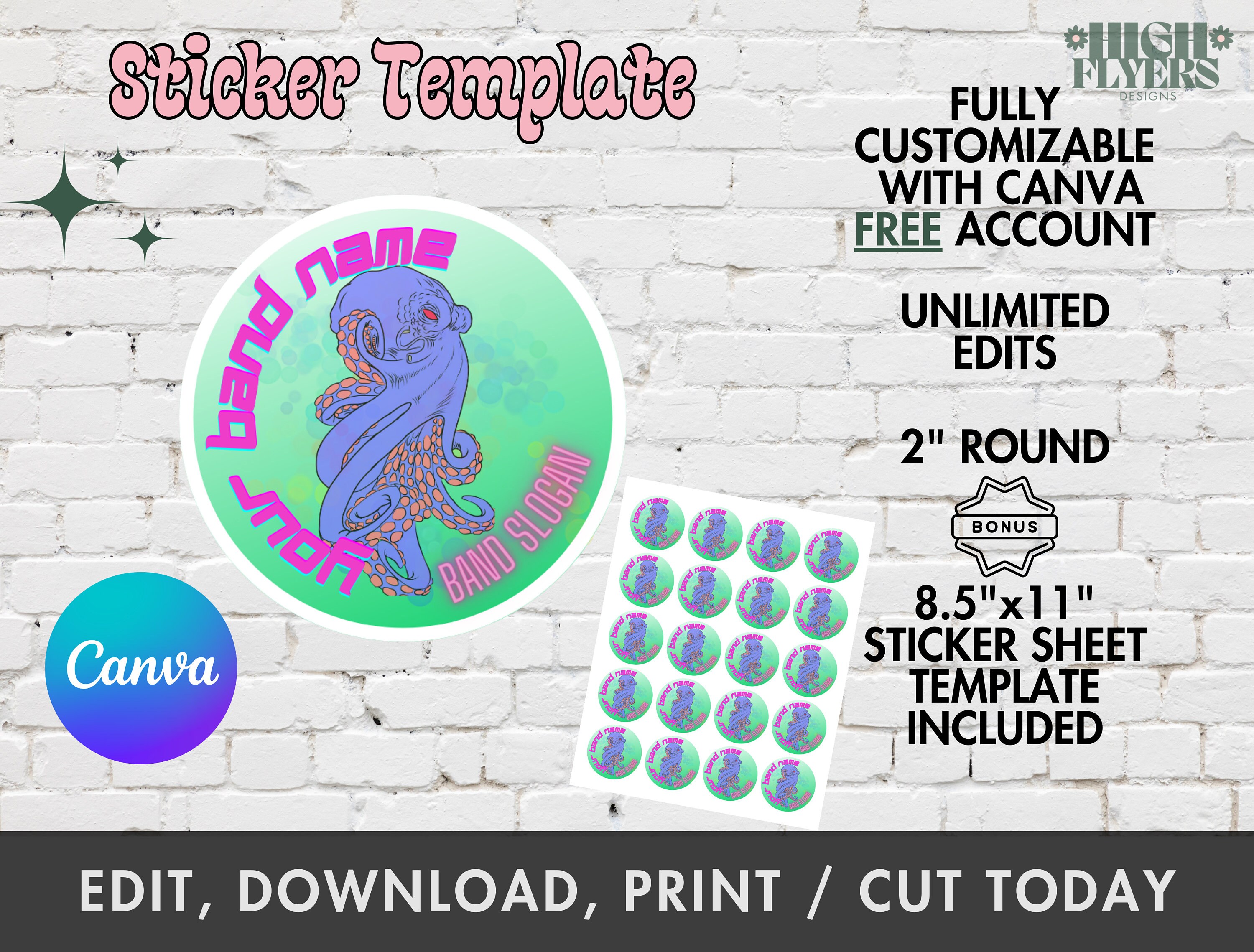 Editable Canva Sticker Template, Customizable Sticker Design, DIY ...